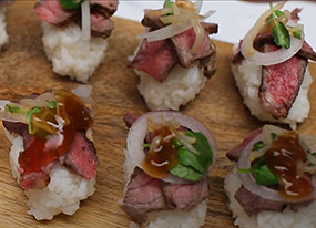 Beef Steak Sushi with Teriyaki Sauce - Black Canyon Angus Beef